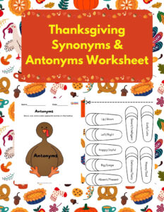 Thanksgiving Synonyms And Antonyms Worksheet – Printable Worksheets