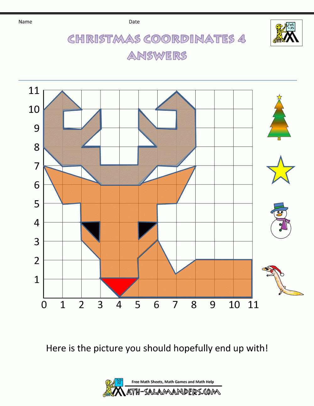 Free Christmas Coordinates Worksheets | Printable Worksheets