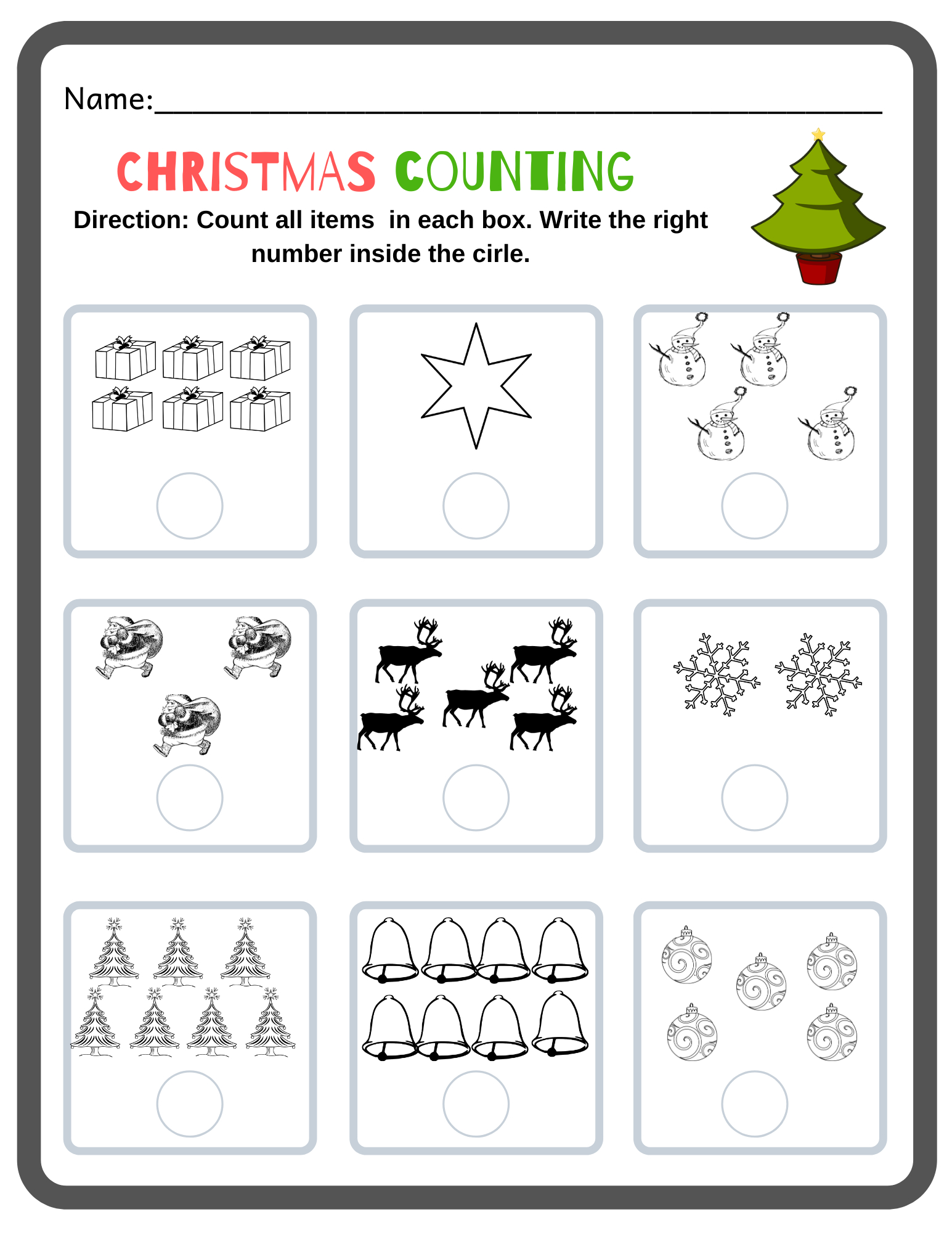Preschool Math Christmas Worksheets | Printable Worksheets